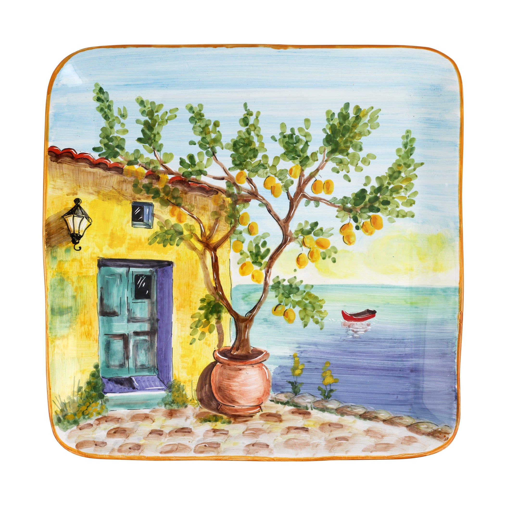 Landscape Wall Plates Large Square Platter with Lemon Tree – VIETRI