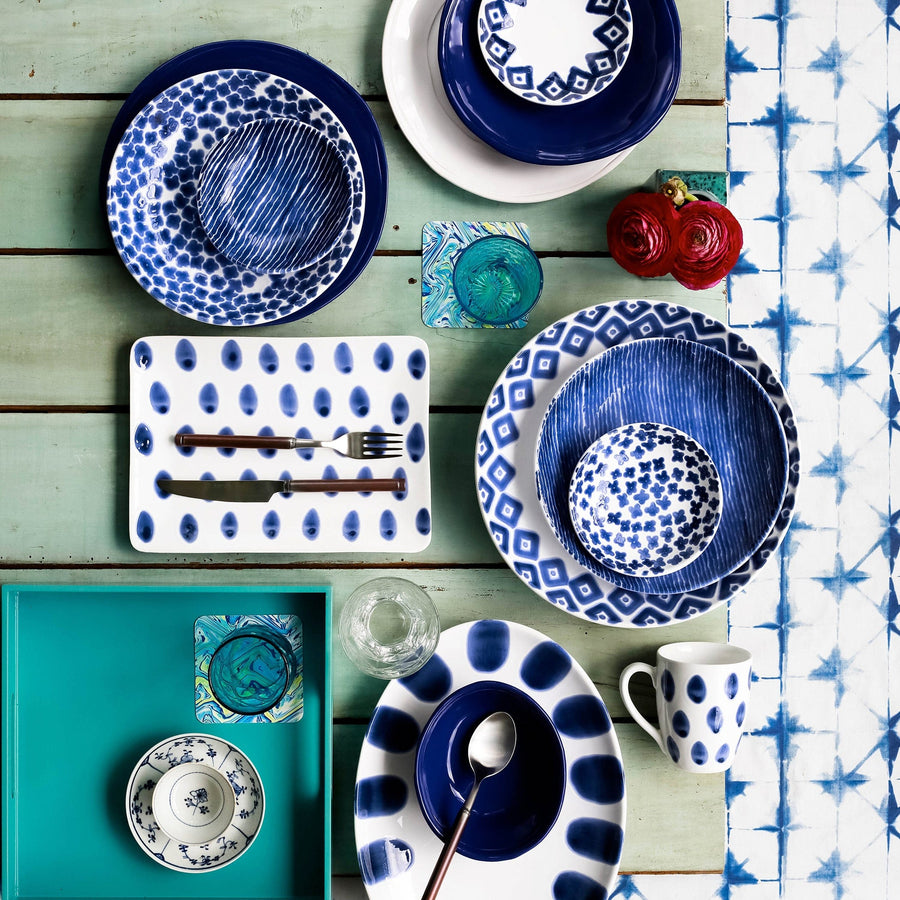 Santorini Blue & White Striped Bowl | Small Condiment Bowl | VIETRI