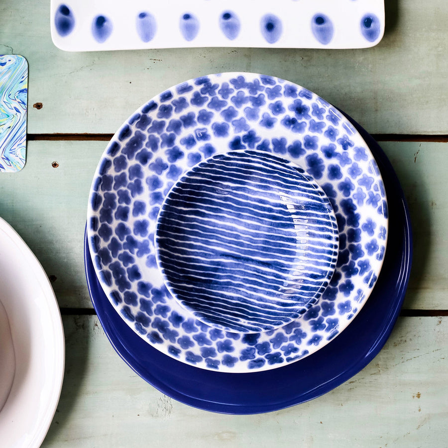 Santorini Blue & White Striped Bowl | Small Condiment Bowl | VIETRI